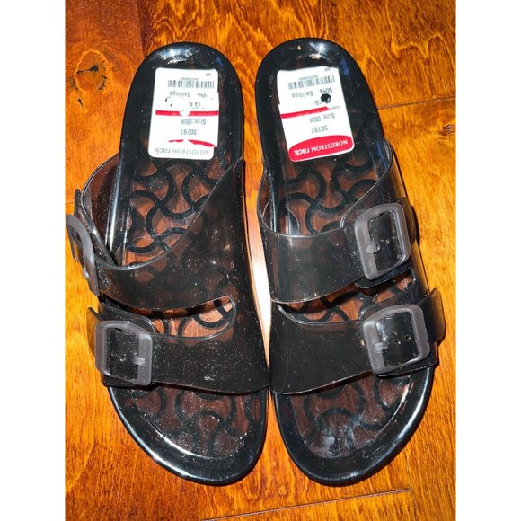 Shoes | Mia Black Jelly Pvc Buckle Double Strap Slipon Slides Sandals 8 ...